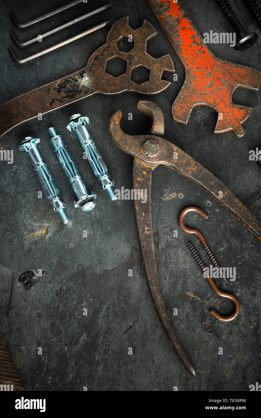 vintage rustic tools Stock Photo - Alamy