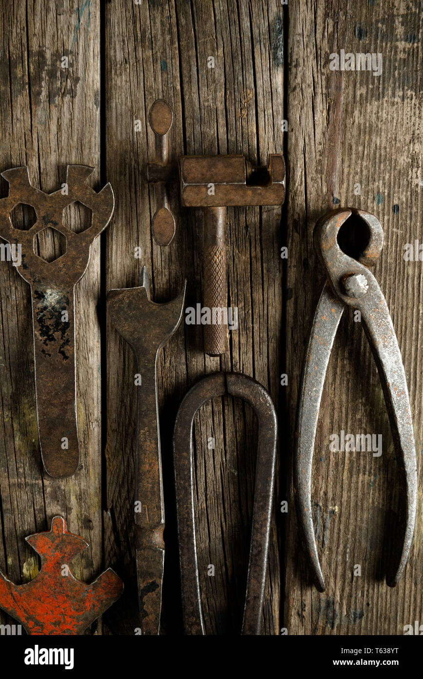 vintage rustic tools Stock Photo - Alamy