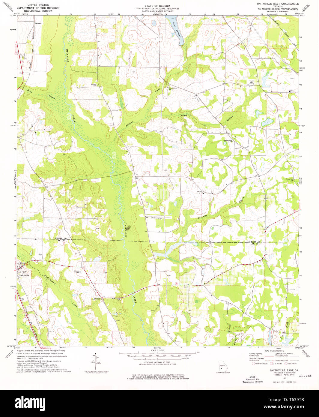 USGS TOPO Map Georgia GA Smithville East 246930 1973 24000 Restoration ...