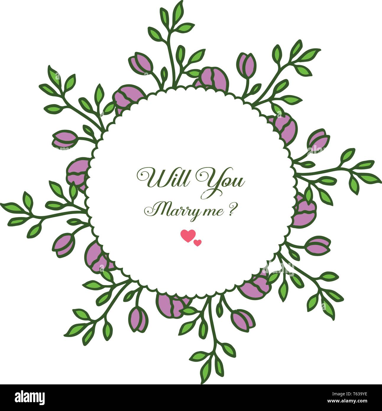 Vector illustration greeting card will you marry me for pattern purple ...
