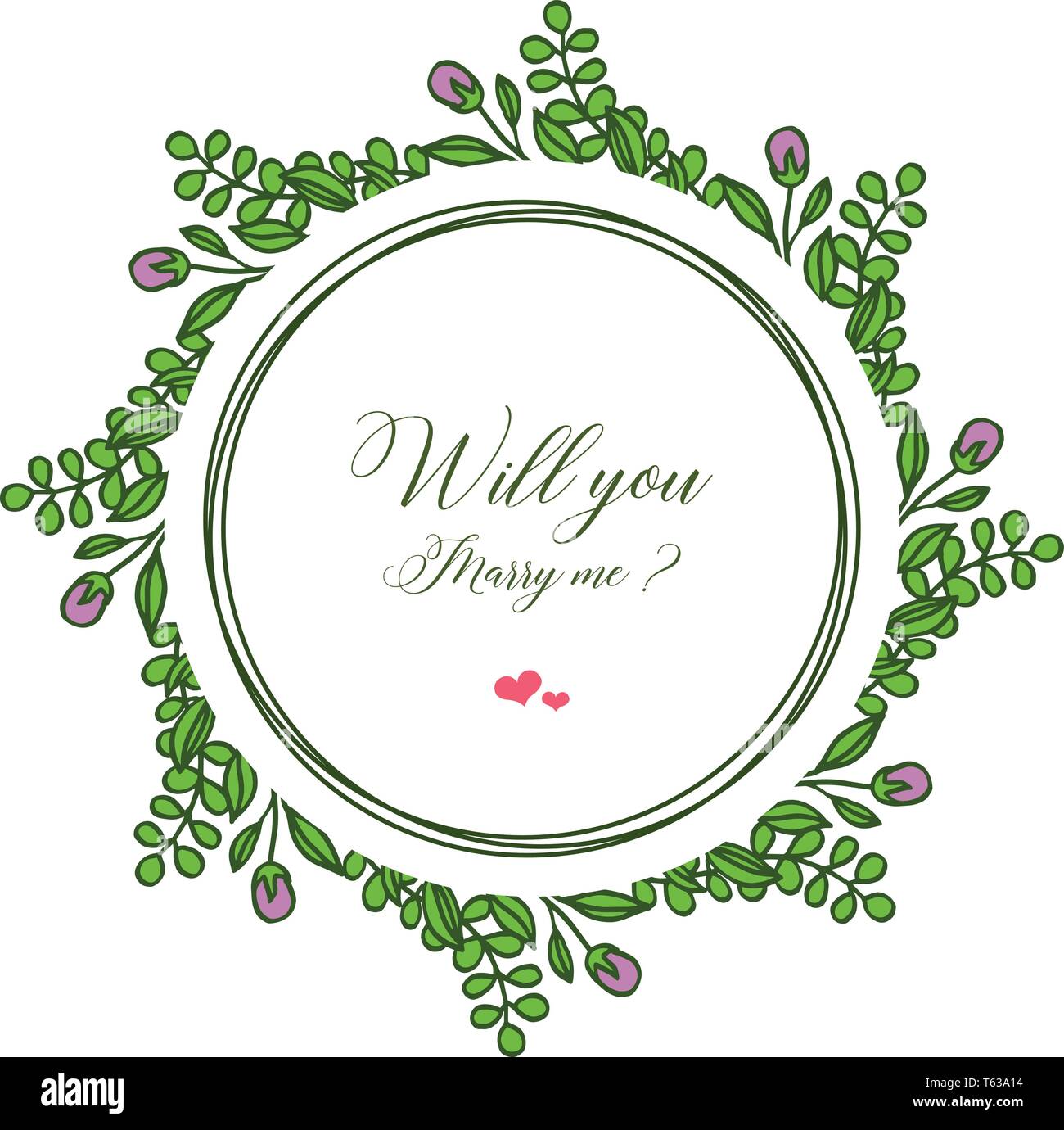Vector illustration writing will you marry me for ornate of purple ...