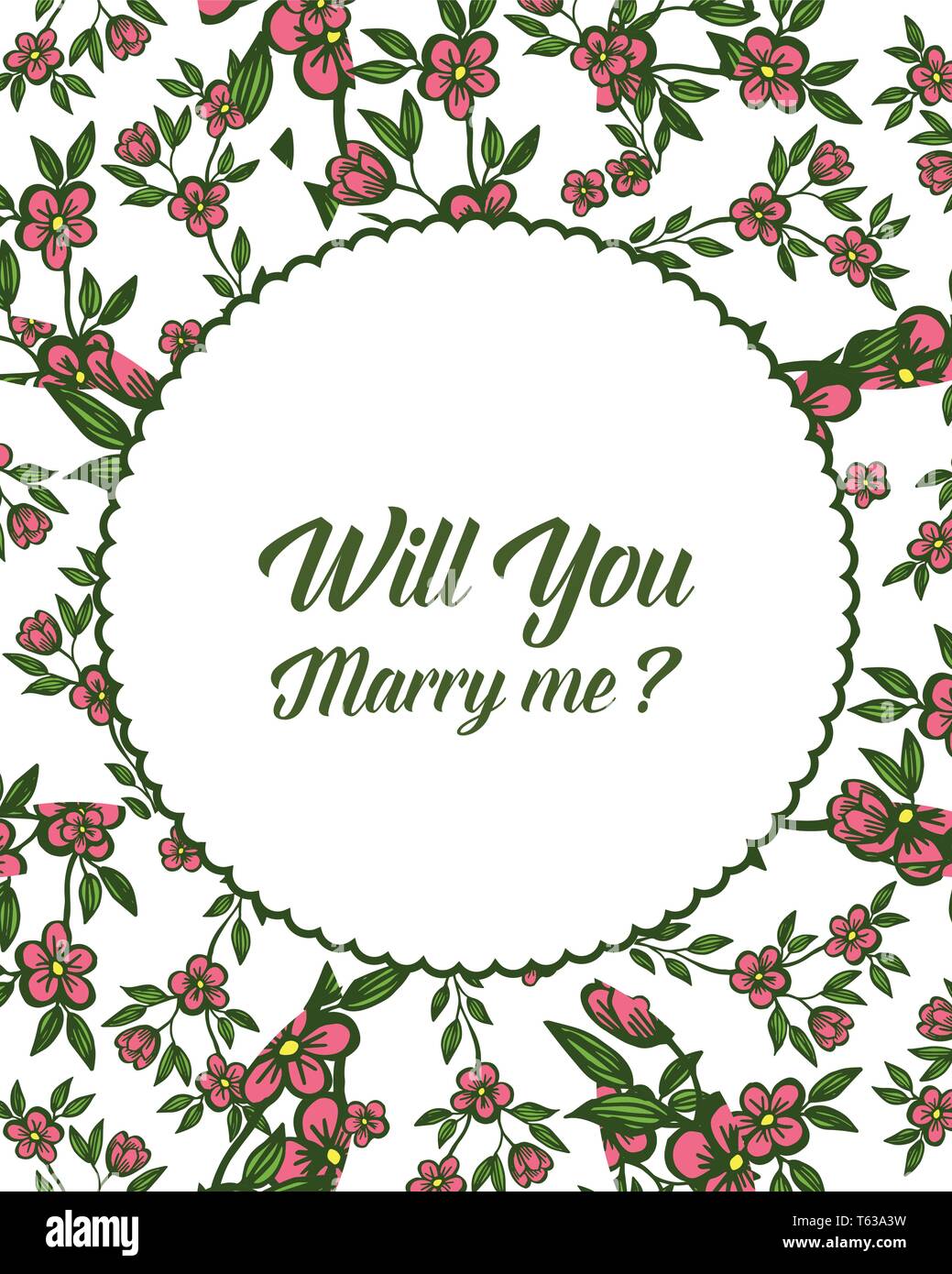 Vector illustration decorative will you marry me for abstract pink ...