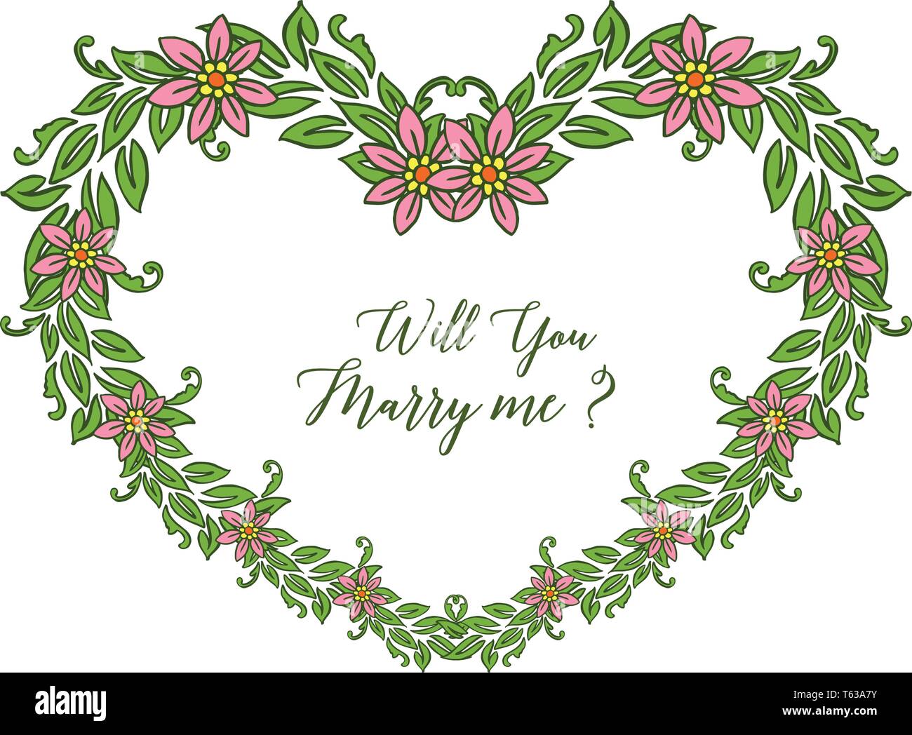 Vector illustation elegant green leafy floral frame with greeting card ...