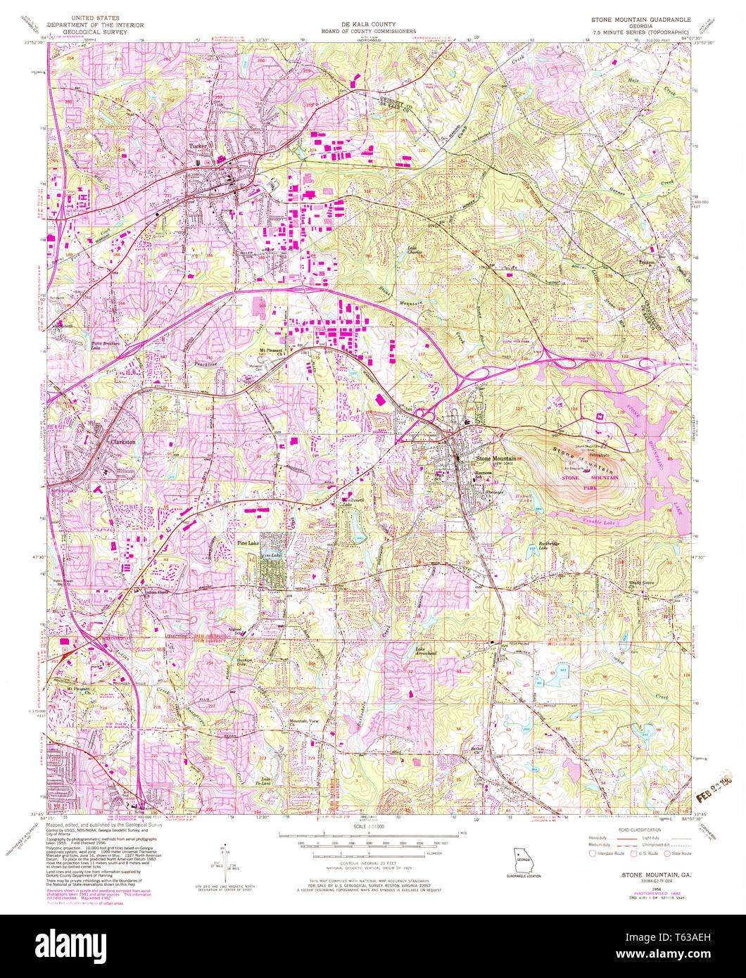 USGS TOPO Map Georgia GA Stone Mountain 247041 1956 24000 Restoration ...