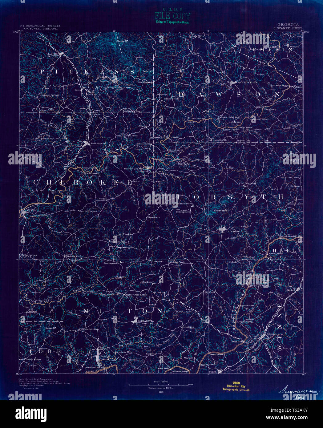 Georgia map 1890 hi-res stock photography and images - Alamy