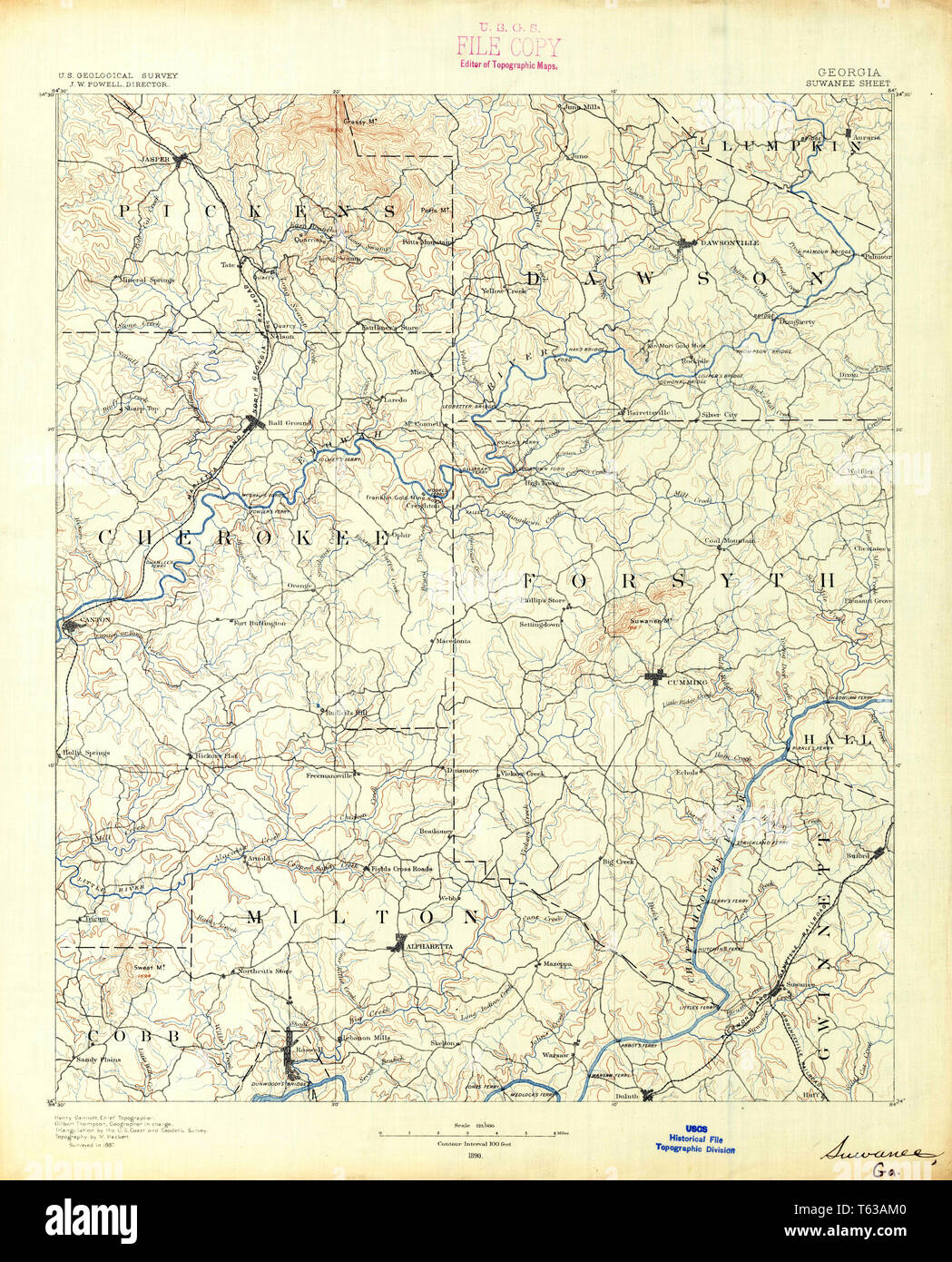 Georgia map 1890 hi-res stock photography and images - Alamy