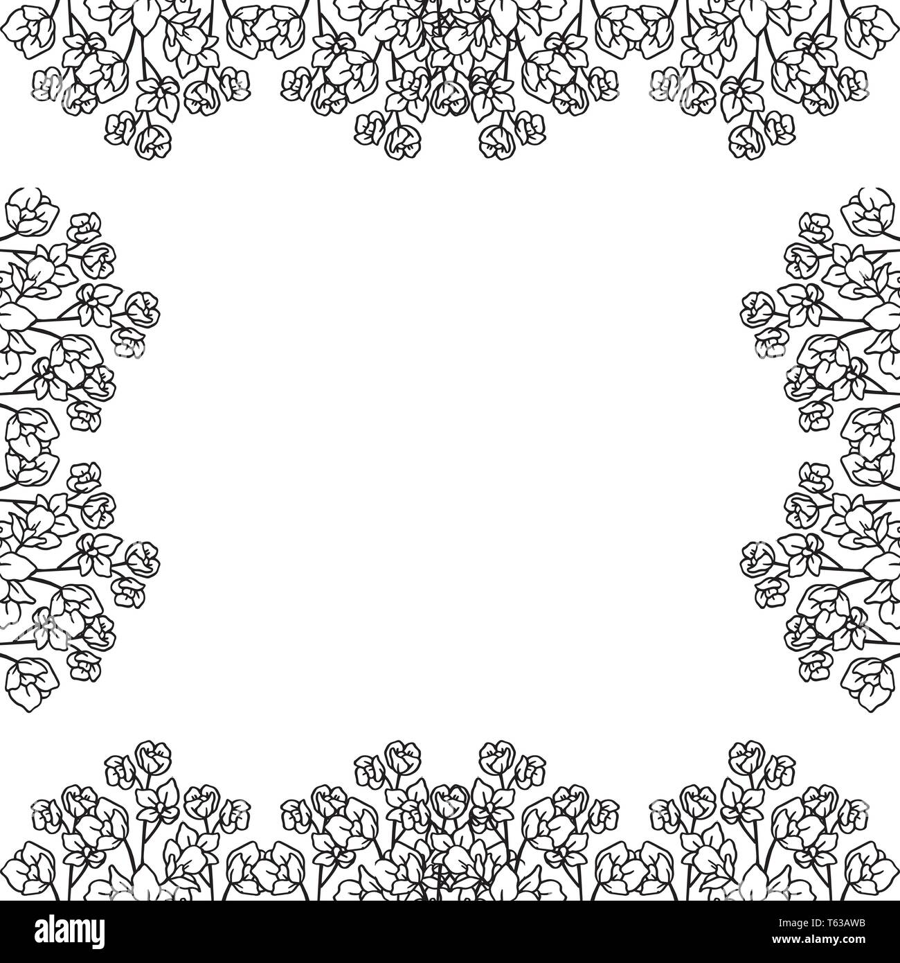 Vector illustration card with drawing flower frame hand drawn Stock ...