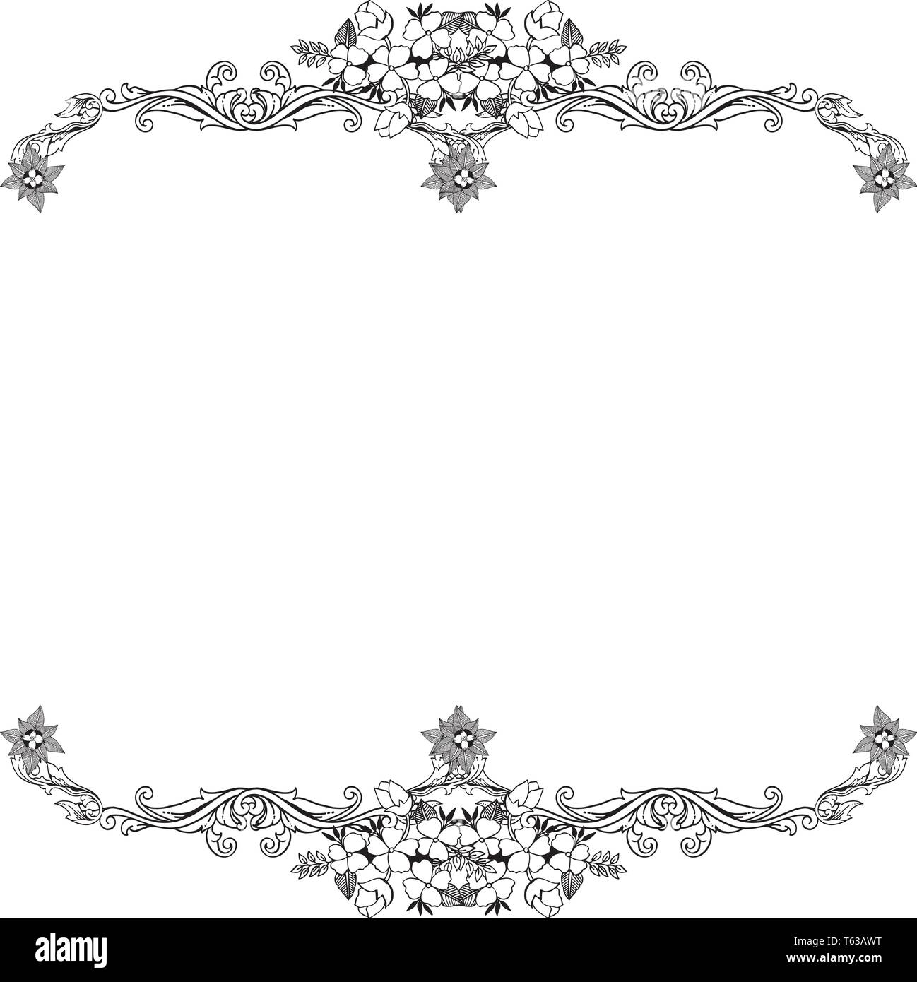 Vector illustration card with drawing flower frame hand drawn Stock ...