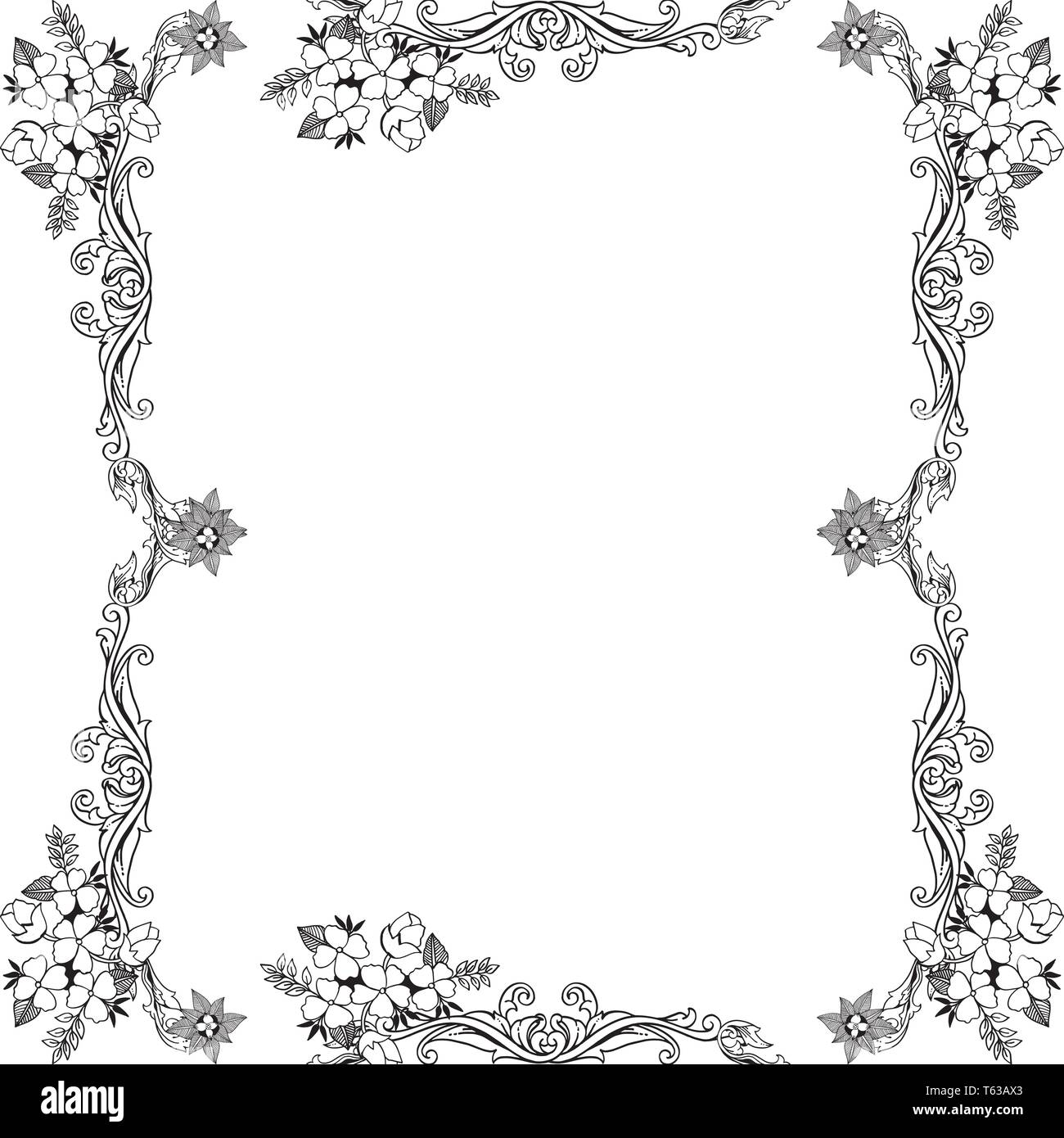 Vector illustration invitation card with wreath frame hand drawn Stock ...