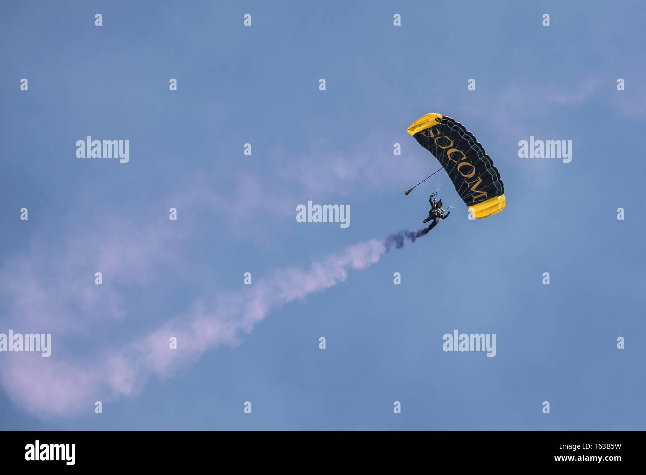 The Special Operations Command Para-Commandos skydive into the 2019 MCAS Beaufort Air Show ...