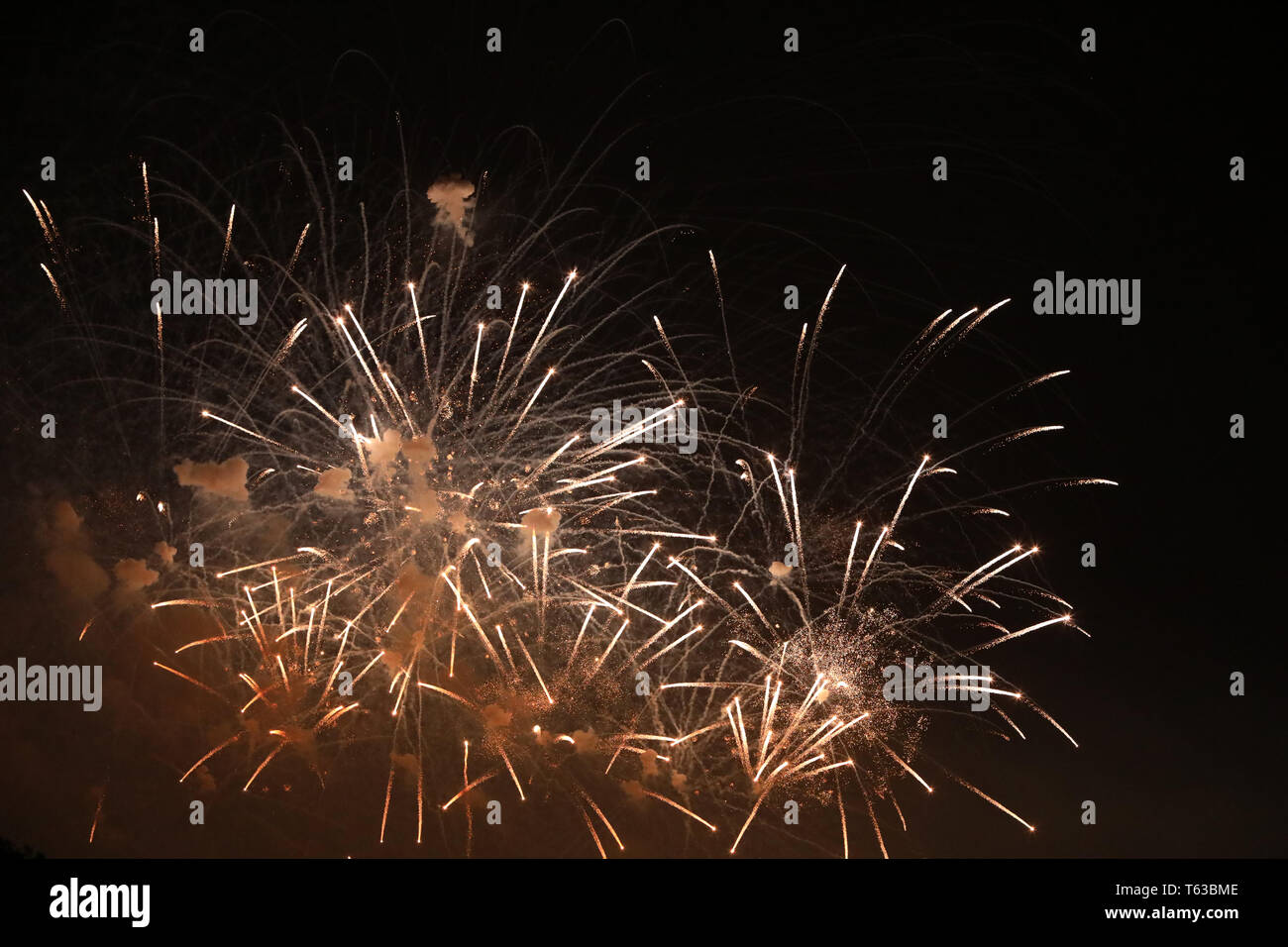 New Year's Eve fireworks and rockets on New Year's Day Stock Photo - Alamy