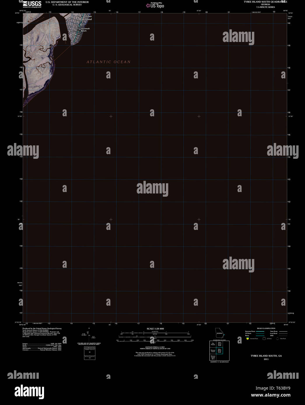 Map of tybee island hi-res stock photography and images - Alamy