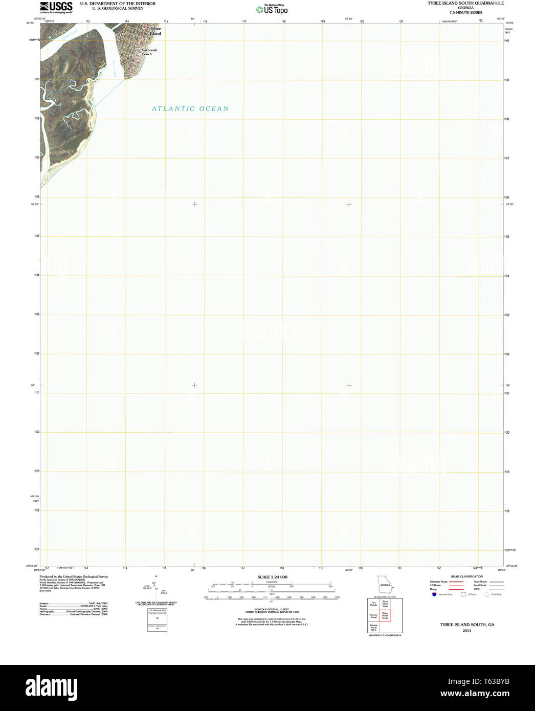 Map of tybee island hi-res stock photography and images - Alamy