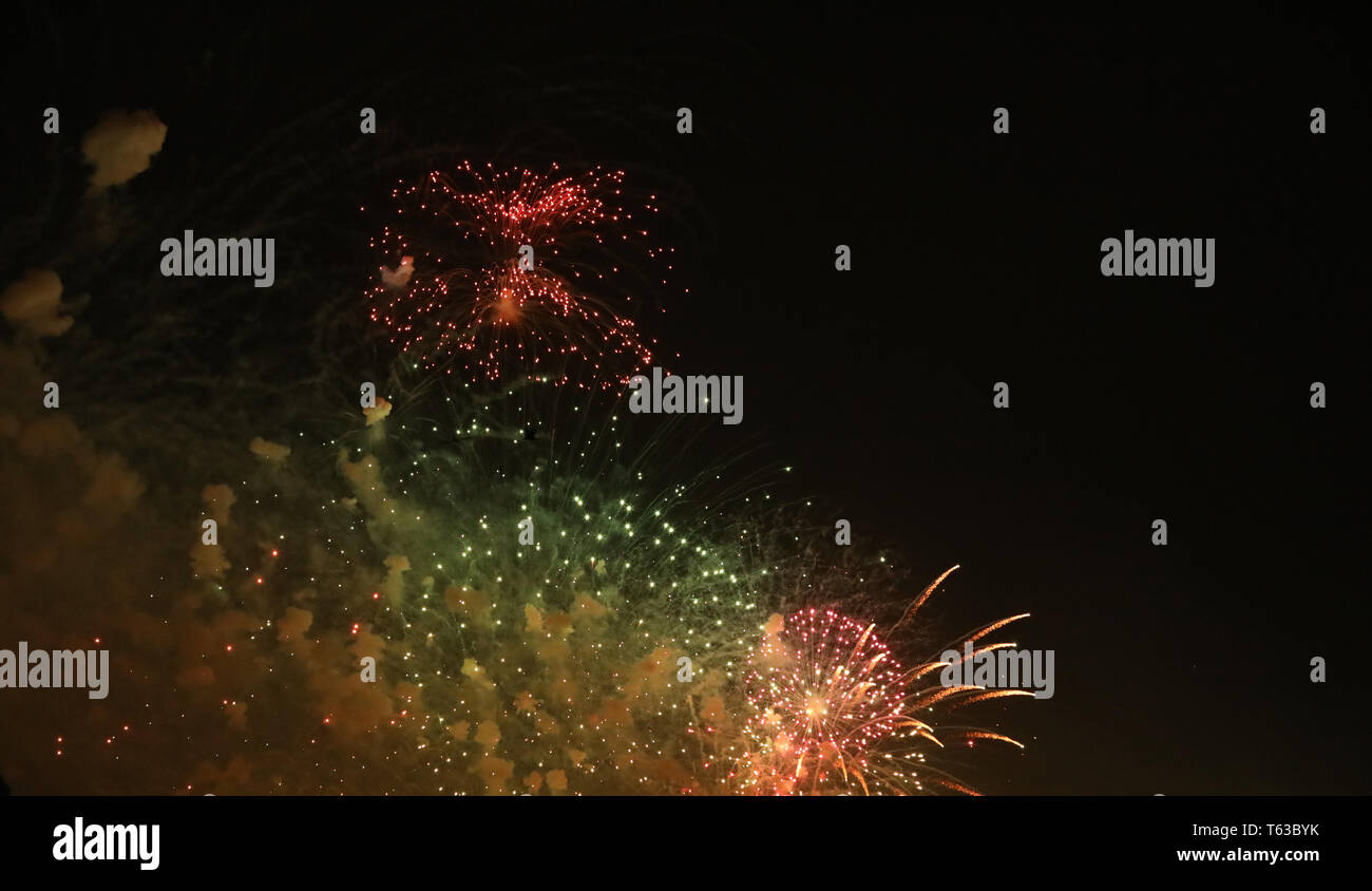 New Year's Eve fireworks and rockets on New Year's Day Stock Photo - Alamy