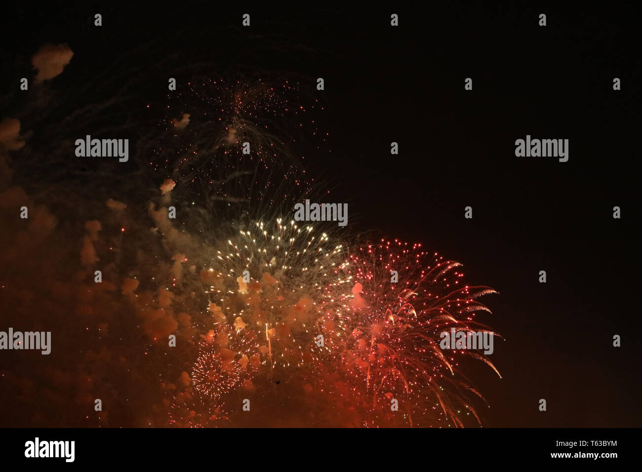 New Year's Eve fireworks and rockets on New Year's Day Stock Photo - Alamy