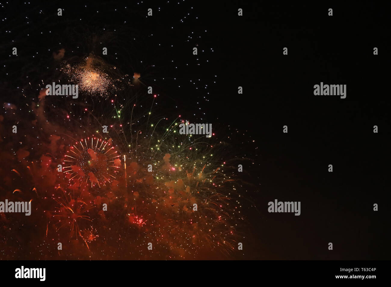 New Year's Eve fireworks and rockets on New Year's Day Stock Photo - Alamy