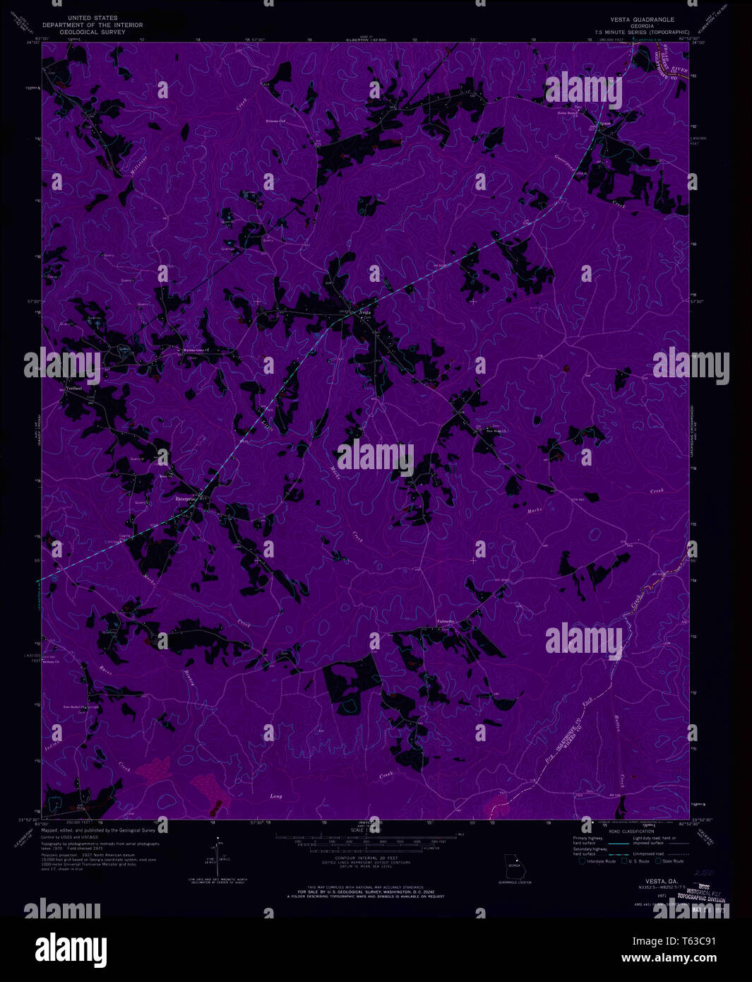 USGS TOPO Map Georgia GA Vesta 247206 1971 24000 Inverted Restoration ...