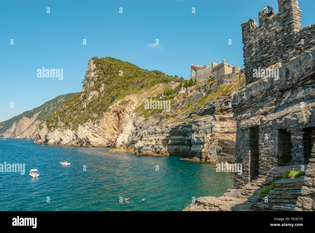 Castello Doria of Porto Venere at the coastline of Cinque Terre ...