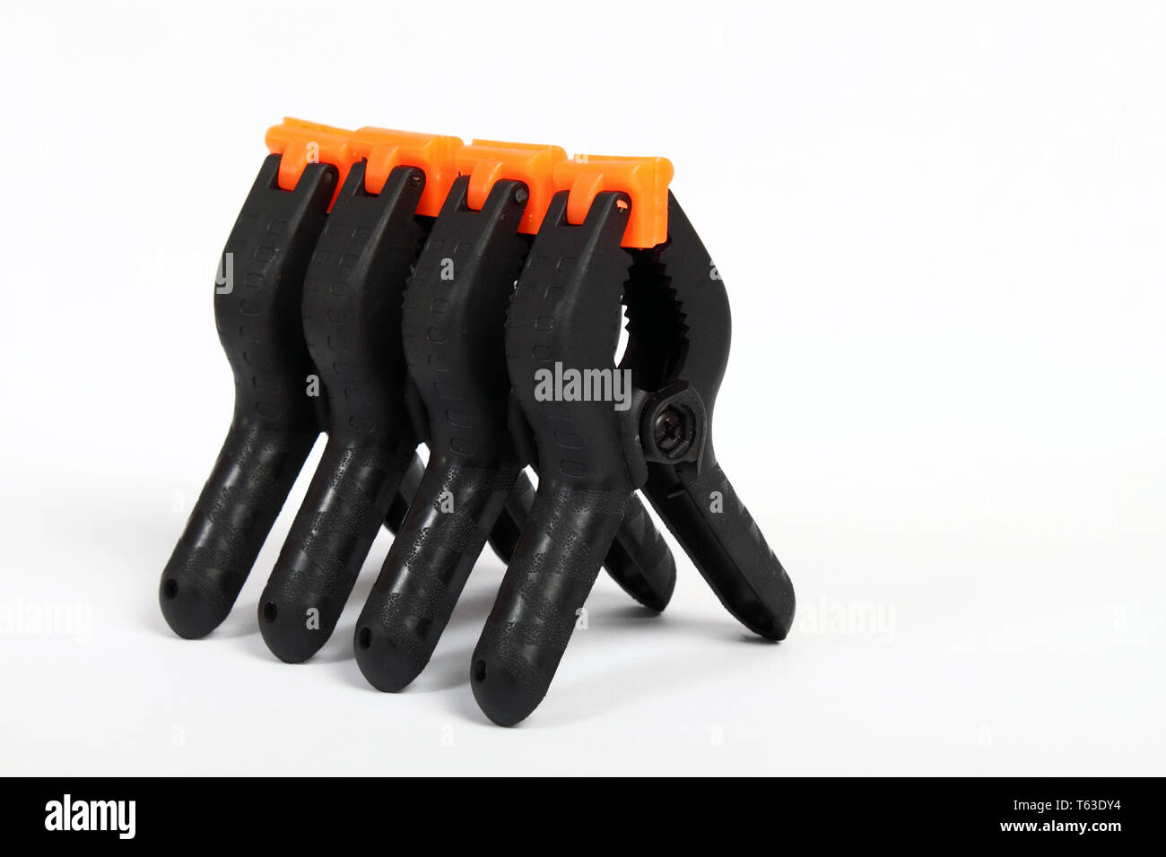 plastic clamps 2 Stock Photo - Alamy