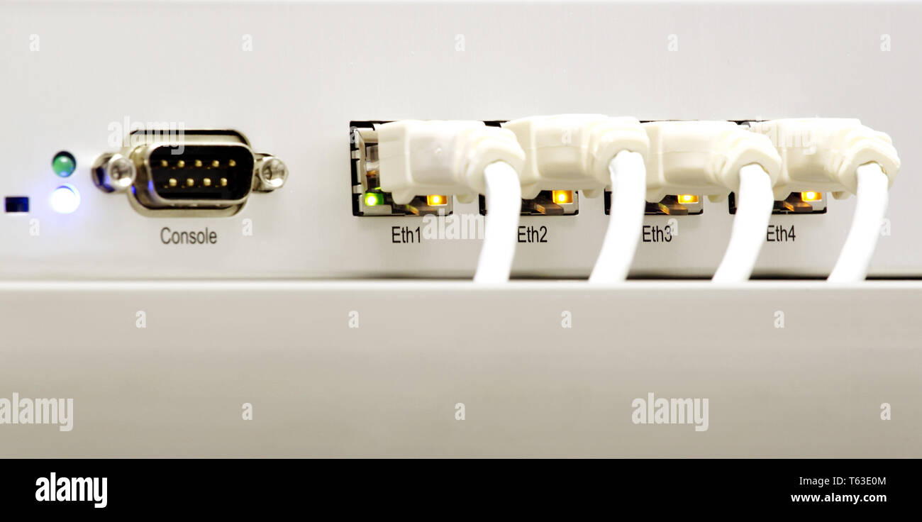 Back side of connected router Stock Photo - Alamy