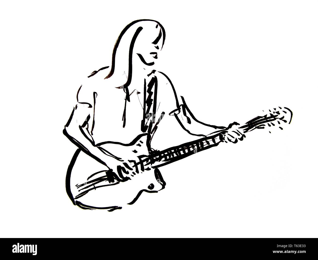 Guitar drawing Cut Out Stock Images & Pictures - Alamy
