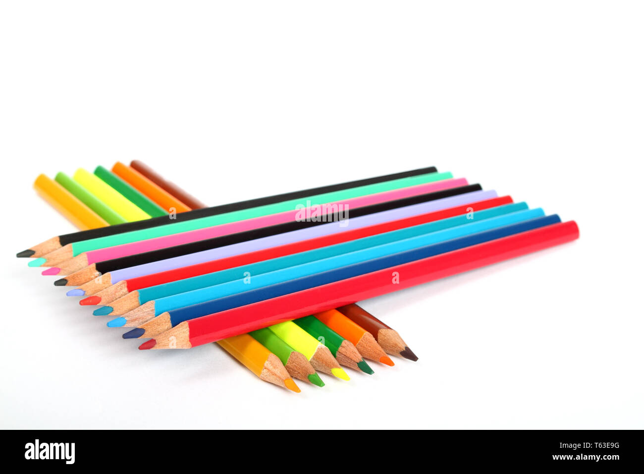 composition of color pens on white background Stock Photo - Alamy