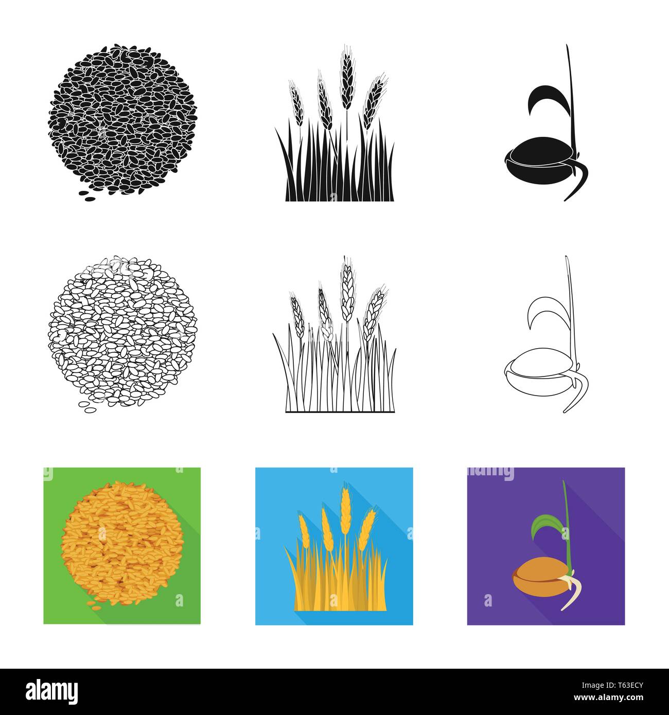 Vector illustration of agriculture and farming symbol. Collection of ...