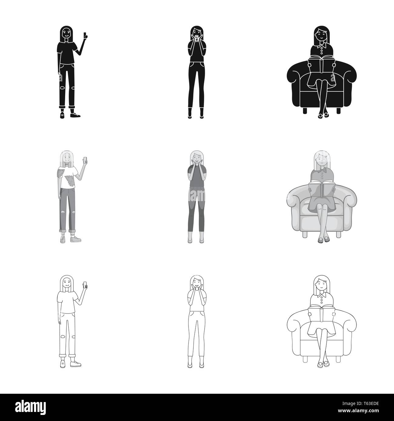 Vector design of posture and mood icon. Collection of posture and ...