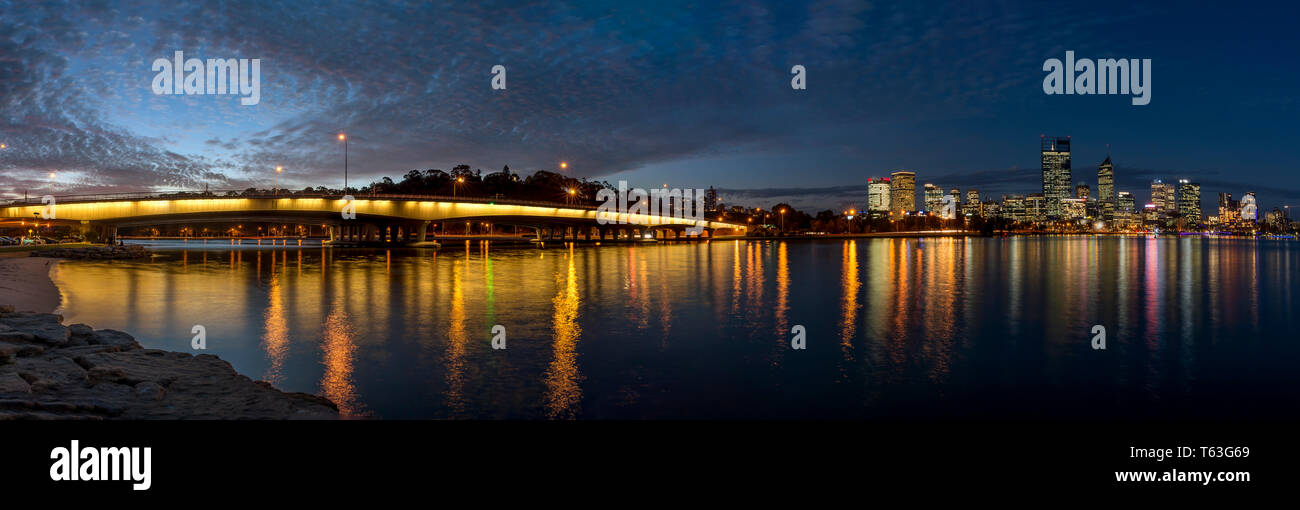 Beautiful panoramic view of the Narrows Bridge on the Swan River and ...