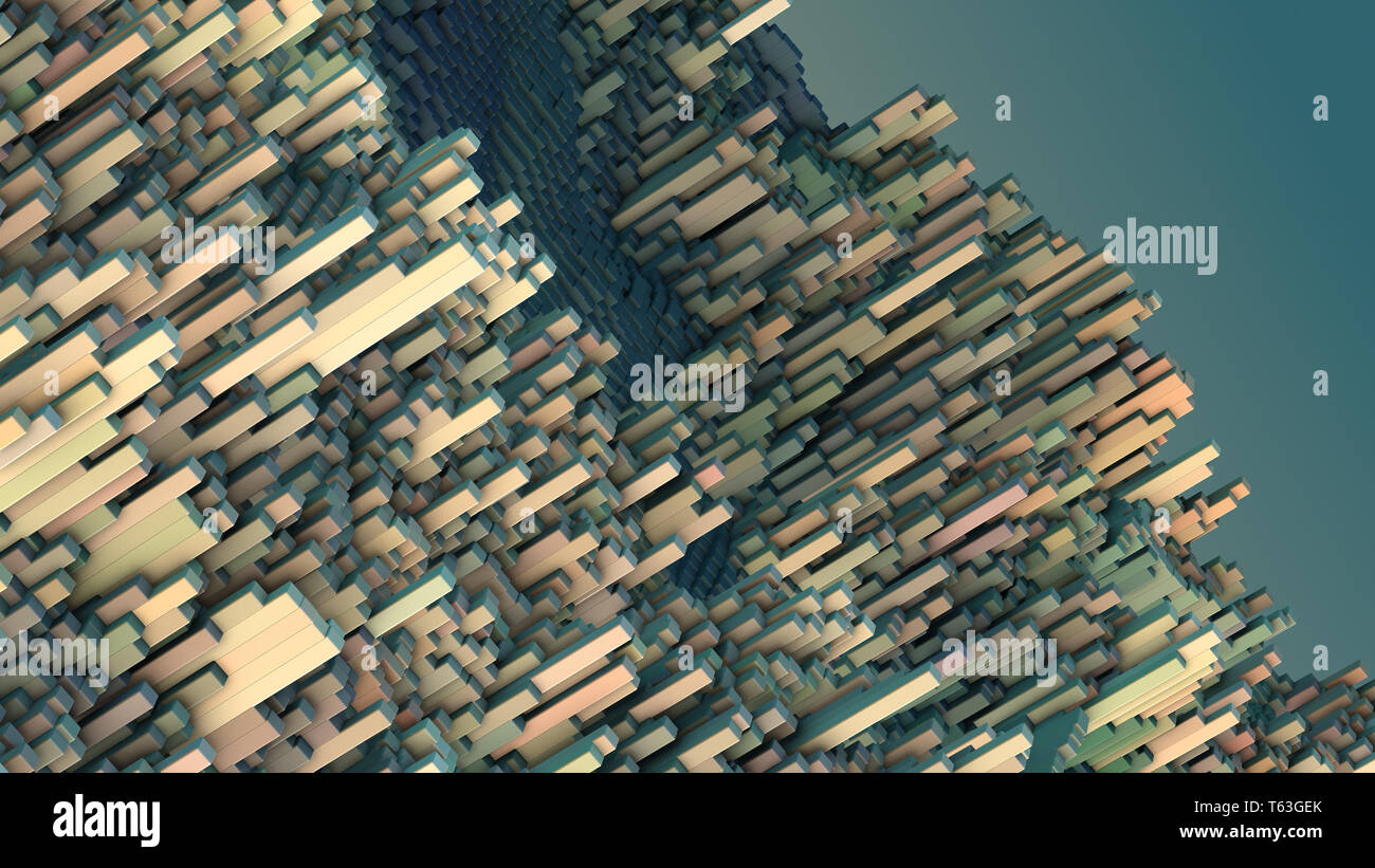 Abstract cubic 3D rendered landscape Stock Photo - Alamy