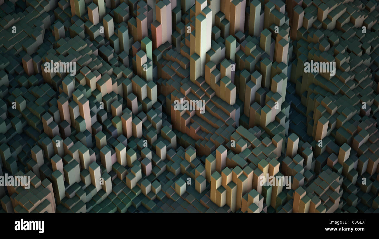 Abstract cubic 3D rendered landscape Stock Photo - Alamy