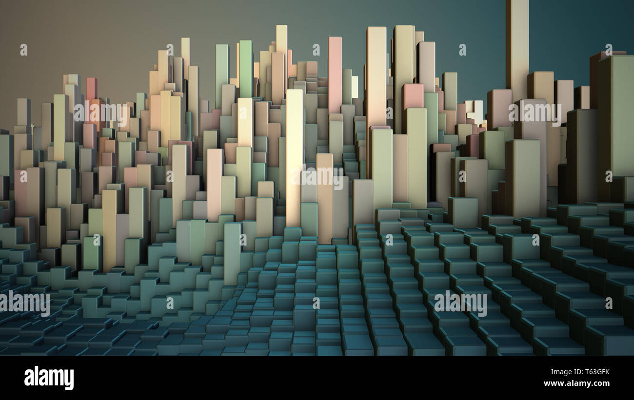 Abstract cubic 3D rendered landscape Stock Photo - Alamy
