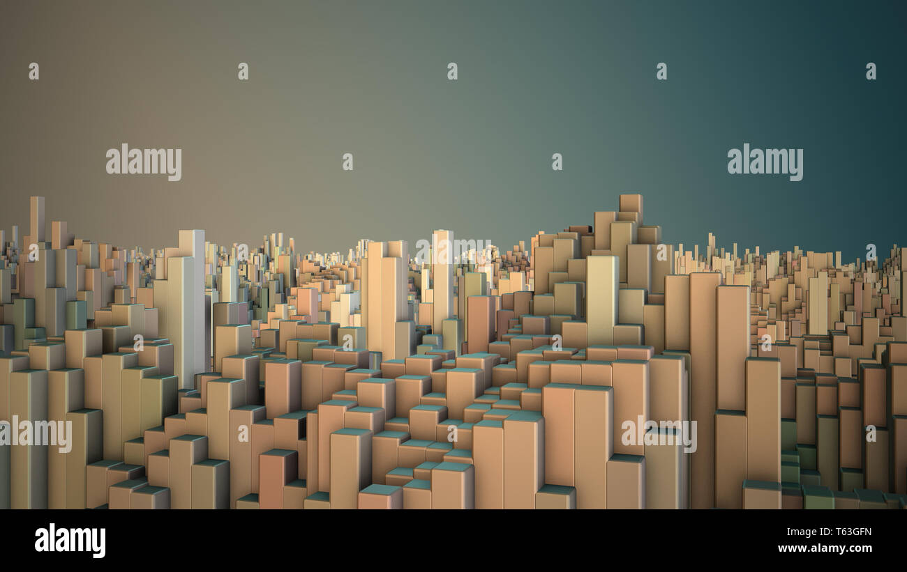 Abstract cubic 3D rendered landscape Stock Photo - Alamy