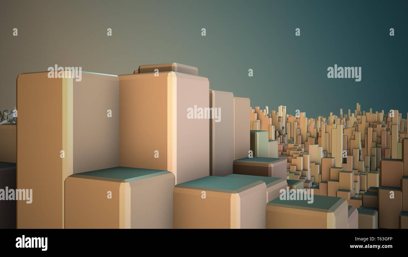 Abstract cubic 3D rendered landscape Stock Photo - Alamy