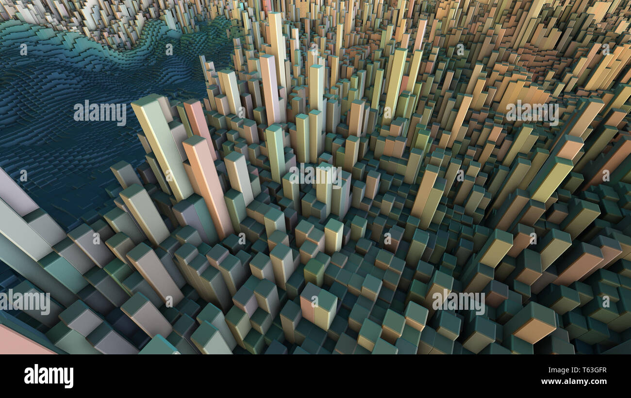 Abstract cubic 3D rendered landscape Stock Photo - Alamy