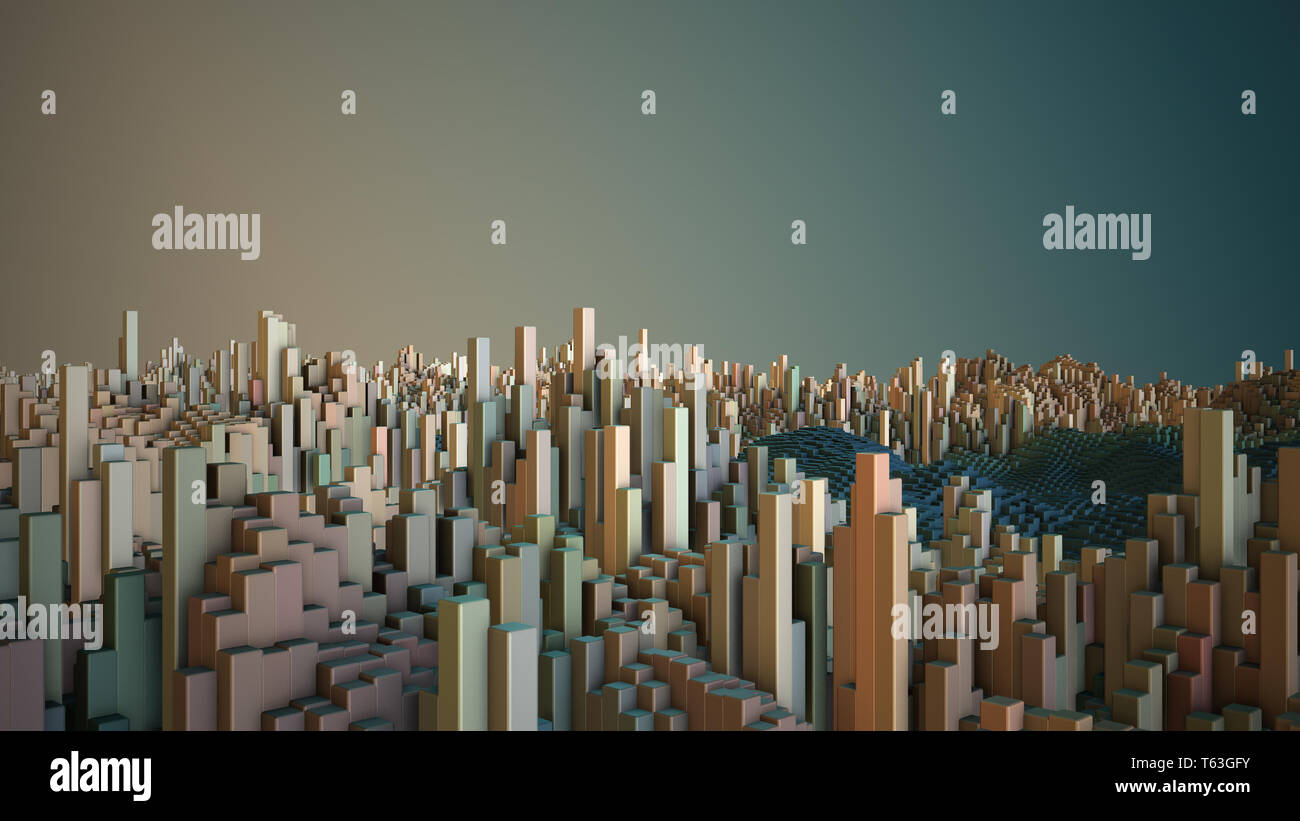 Abstract cubic 3D rendered landscape Stock Photo - Alamy