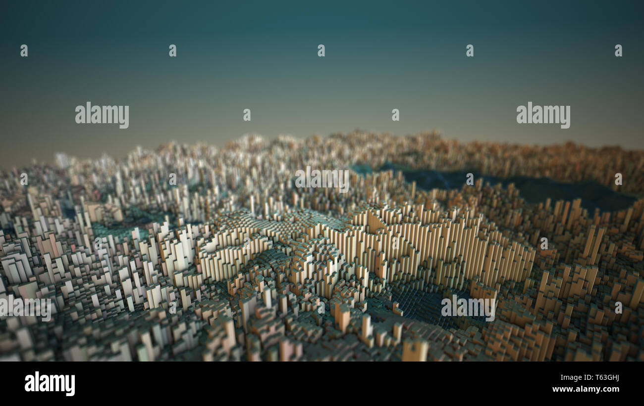 Abstract cubic 3D rendered landscape Stock Photo - Alamy