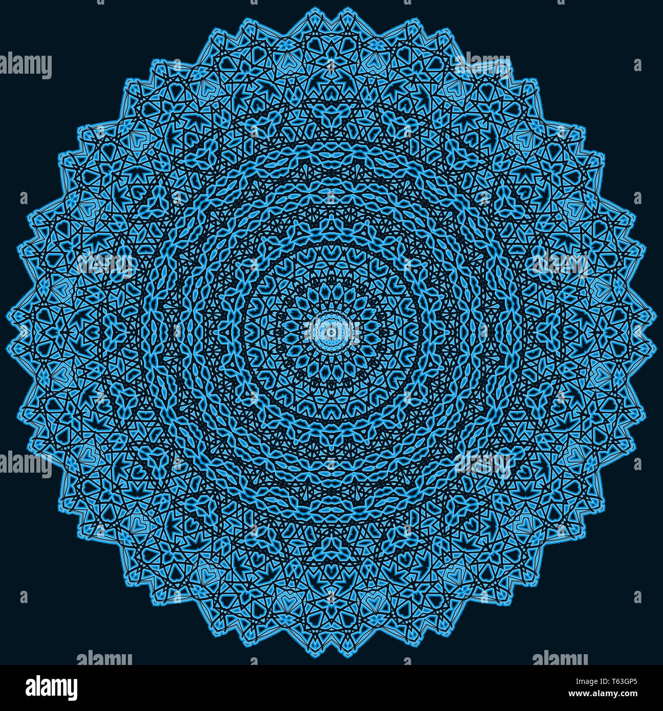 Abstract blue shape with pattern on black background Stock Photo - Alamy