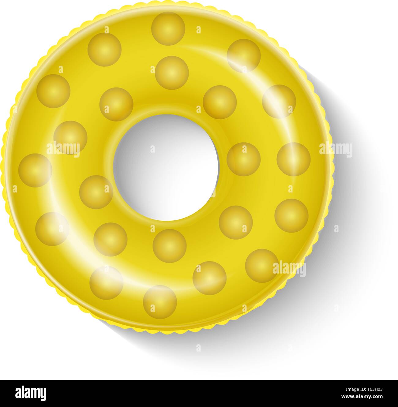 Inflatable circle yellow with shadow isolated on white. Realistic ...