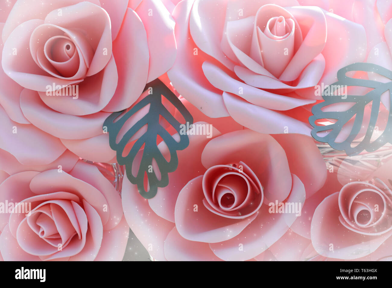 banner background with pink roses flowers and highlights Stock Photo ...