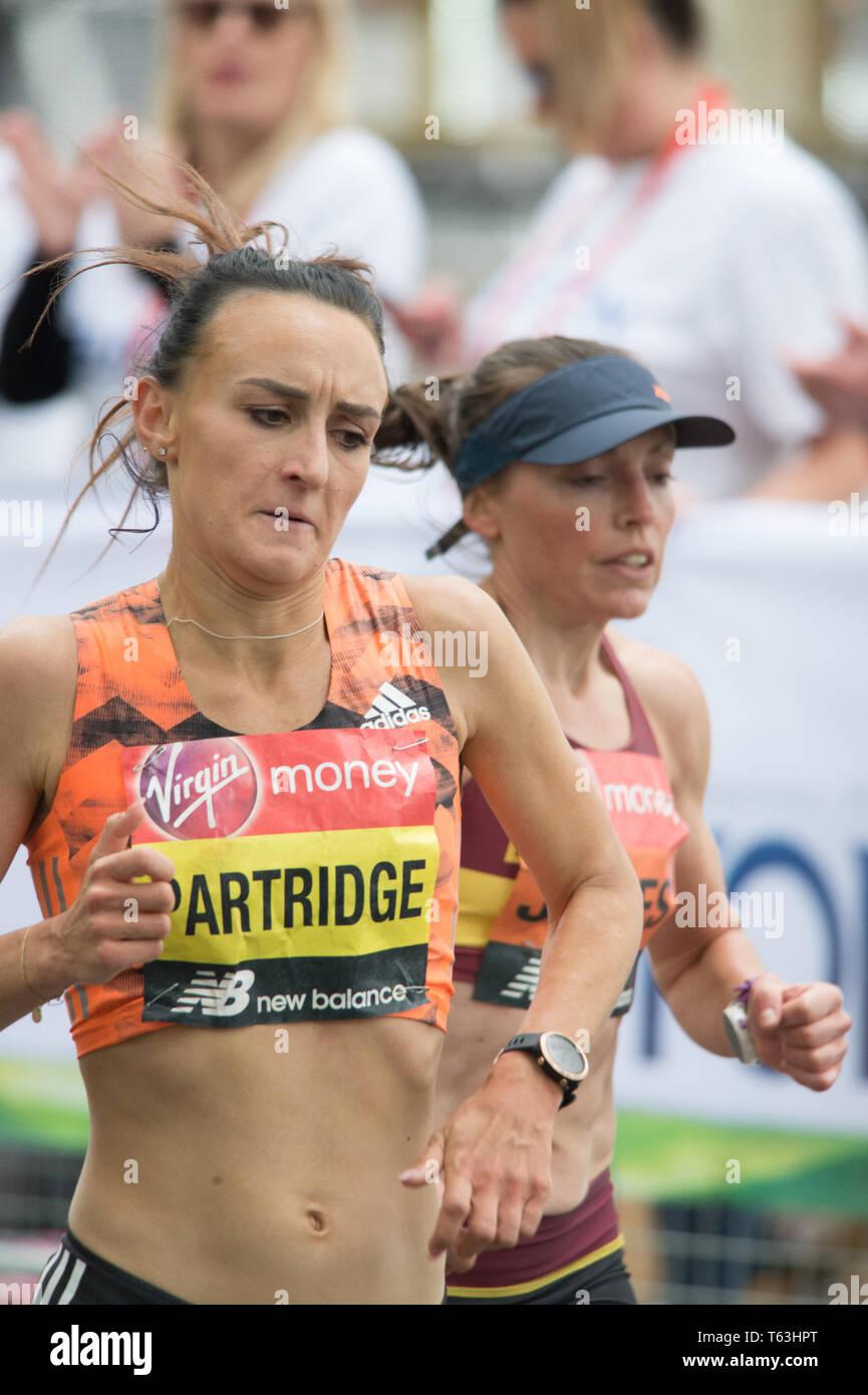 Lily Partridge running the 2019 London marathon. Completed race in 2 ...