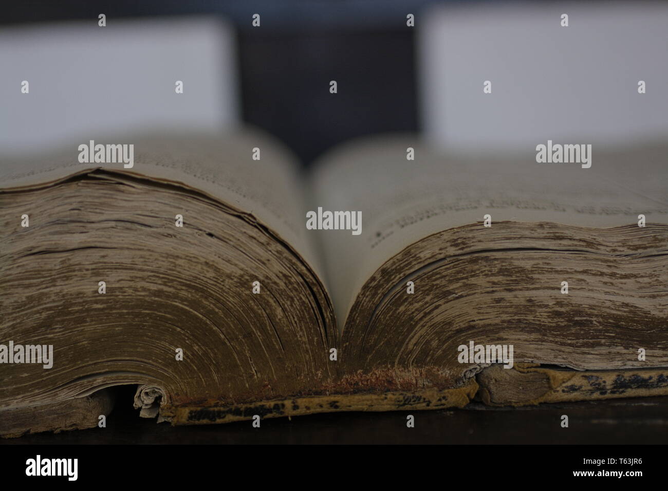 Open old book with a lot of pages Stock Photo - Alamy