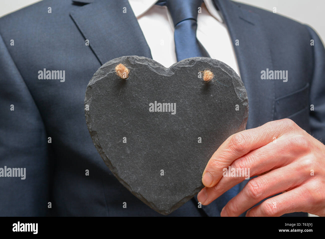 business information template of man holding blank slate to add text ...