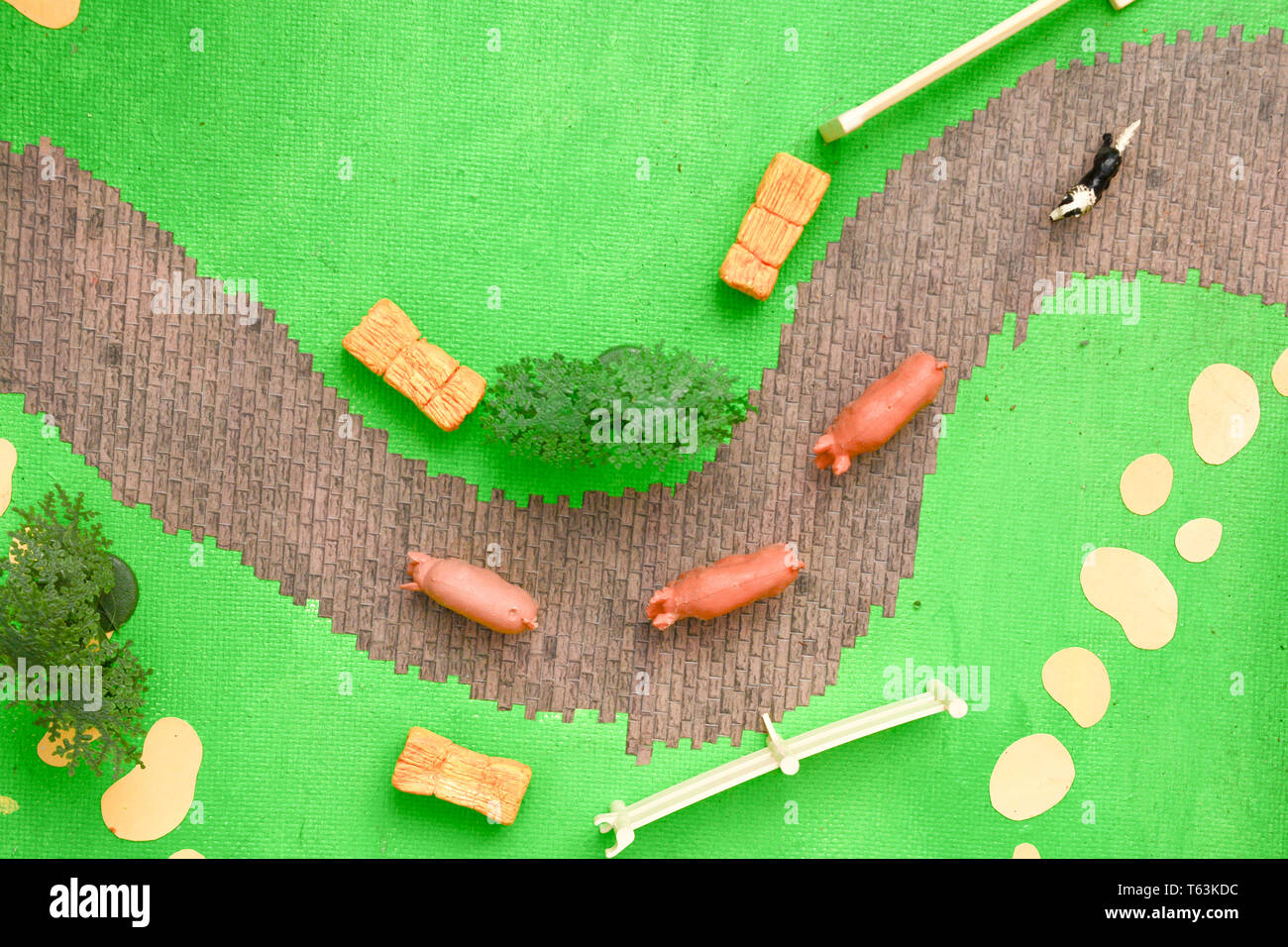 Overhead view of livestock farm Stock Photo - Alamy
