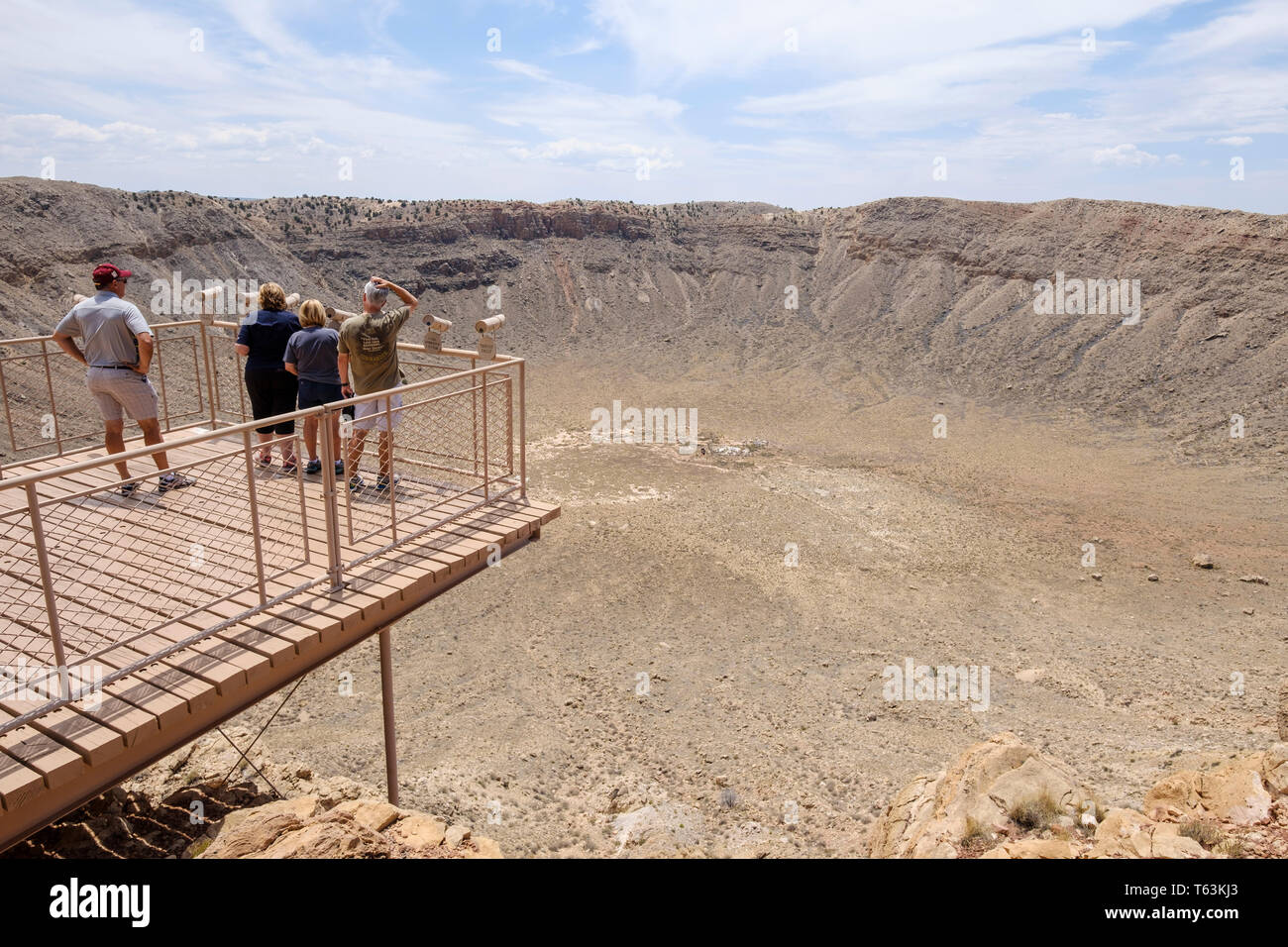 Visitors at Meteor Crater or Barringer Crater at Arizona desert, USA ...