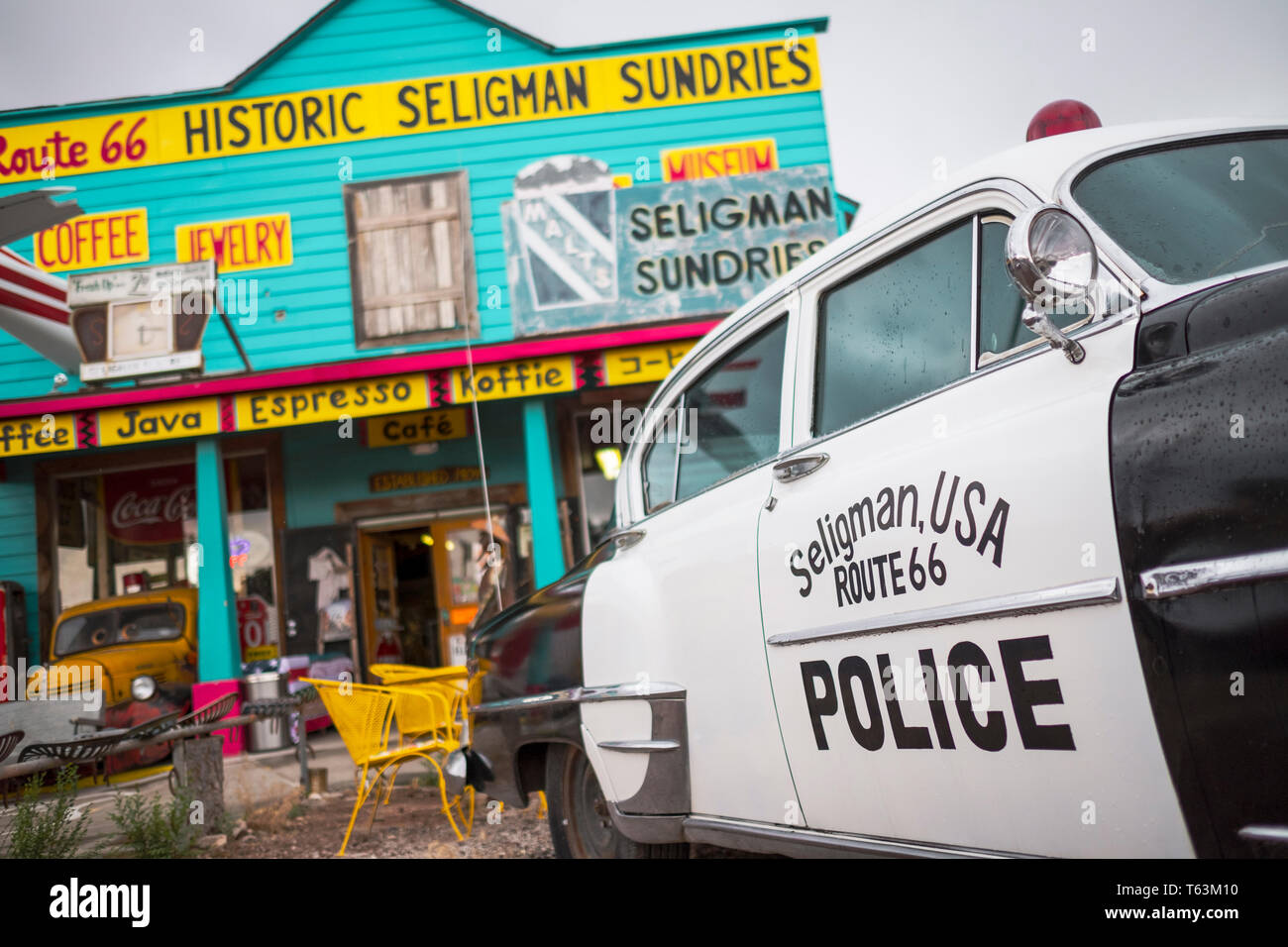 Classic Police car at Historic Seligman Sundries on Old Route 66 in ...