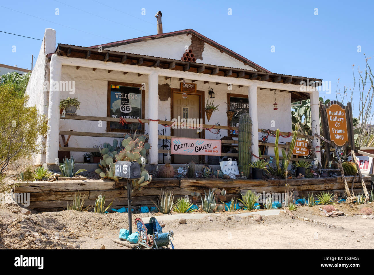Ocotillo Gallery on Historic Old Route 66 in Oatman, Arizona, USA Stock ...