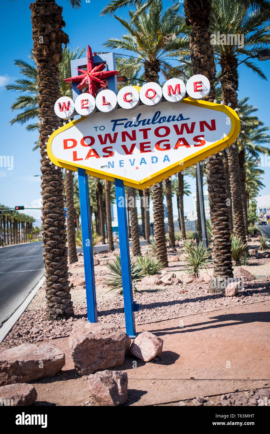 Iconic Welcome to Fabulous Downtown Las Vegas neon sign in Las Vegas ...