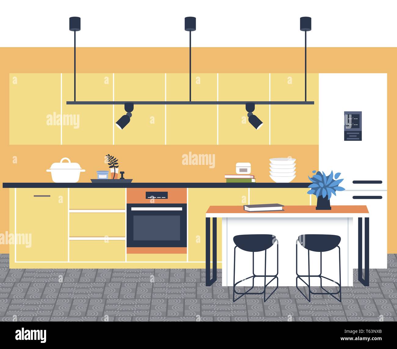 contemporary kitchen interior empty no people house room modern ...