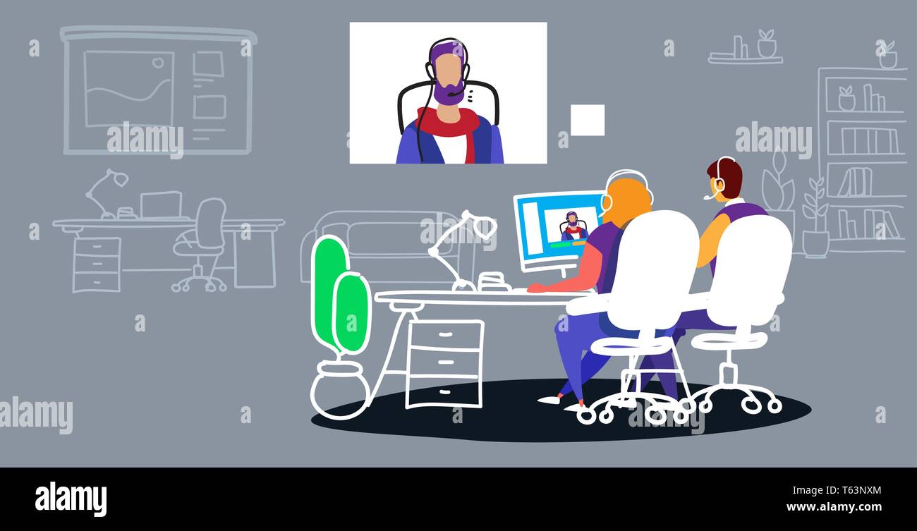 businesspeople doing video conferencing colleagues having online ...